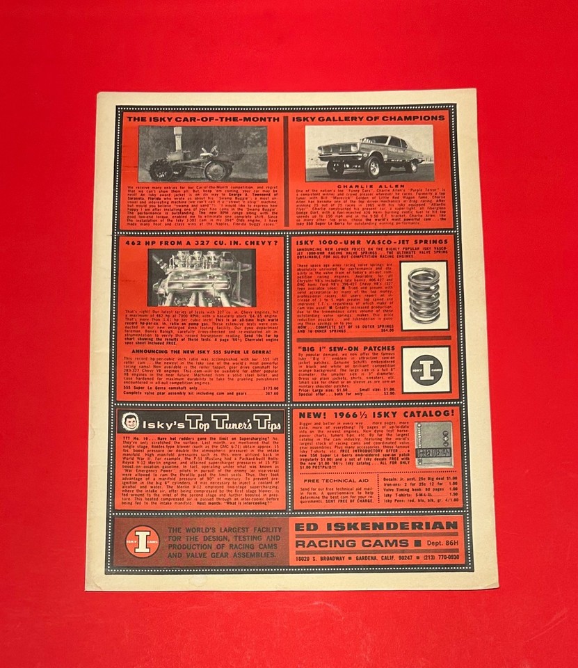 1966 Isky Cam Ad Charlie Allen Dodge Hemi Dart Funny Car Magazine ...
