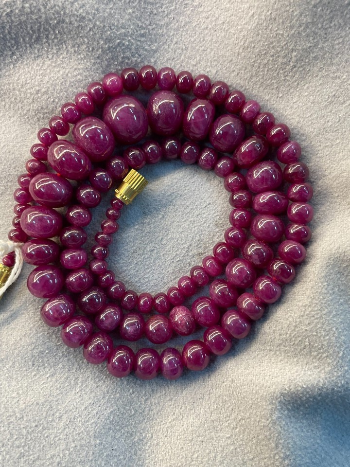 100% natural high-quality ruby round beads necklace jewelry gemstone ...