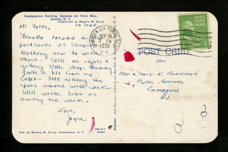 Military Base postcard Sampson Air Force Base Geneva Finger Lakes NY ...