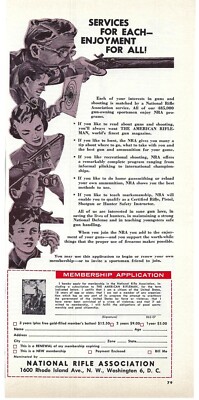 1962 NRA National Rifle Association Membership Services Vintage Print ...