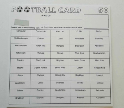 100 x 50 Team football scratch cards UK team names FUNDRAISING IDEAS ...