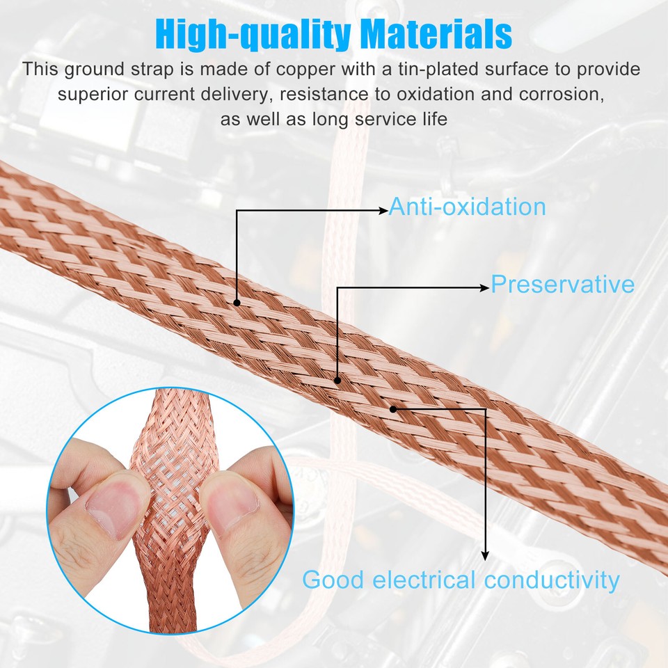 4x Engine Ground Strap Copper Cable Kit For Car Truck Firewall Engine ...