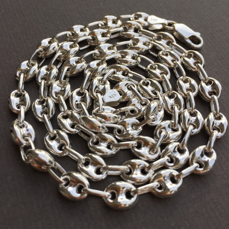 9mm 40GR Mens Mariner Puffed Chain Necklace 925 Silver Sterling 24Inch ...