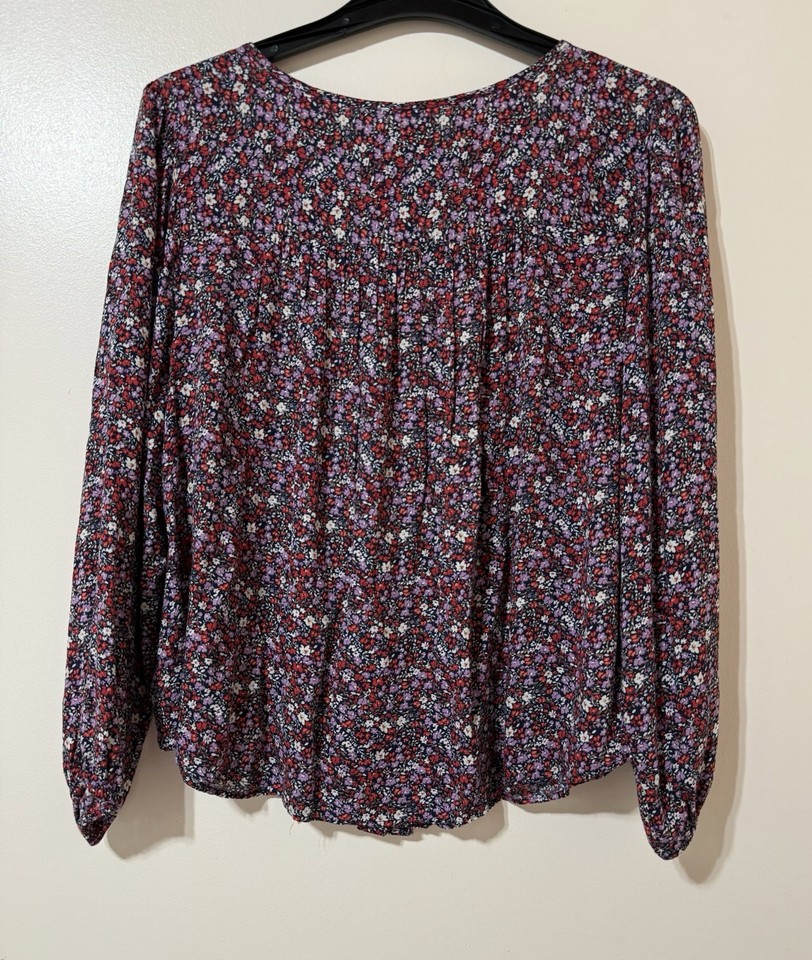 Lucky Brand Women’s Red Multicolor Floral Round Neck 3/4 Sleeve XL ...