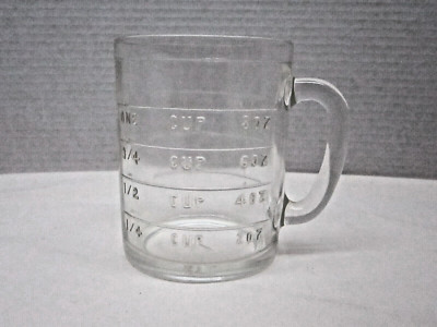 Vintage Hazel Atlas 1 Cup Glass Measuring Cup Embossed Clear Straight ...