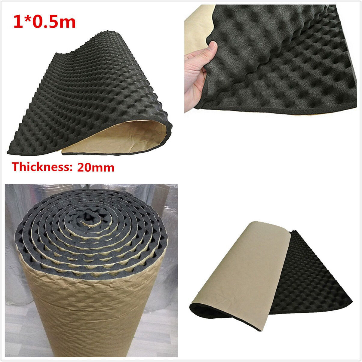 Universal Black 50X100cm20mm Acoustic Foam Car SUV Deadening Sound ...