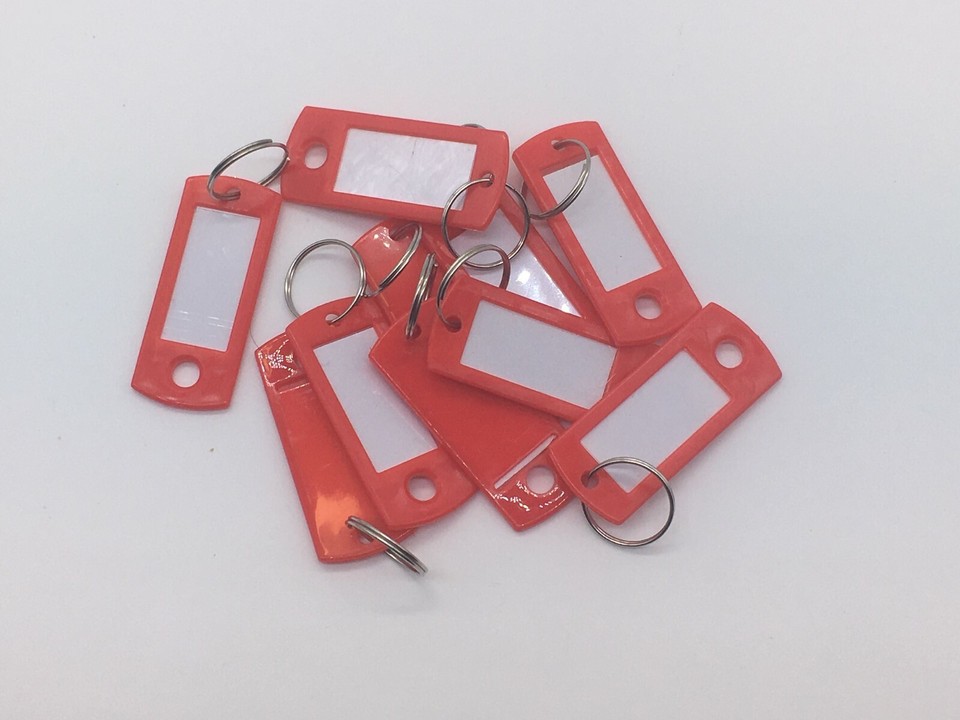 Coloured Plastic Key Fobs Luggage ID Tags Labels Key rings with Name ...