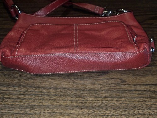 Tignanello Red Leather Crossbody Bag Built in Organizer Wallet Purse ...
