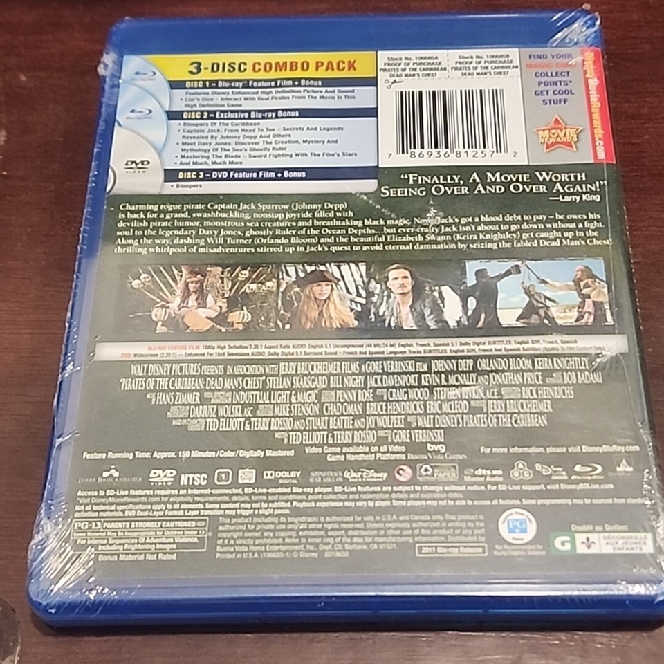 Pirates of the Caribbean: Dead Man's Chest [Blu-ray] 3-Disk Combo Pack ...