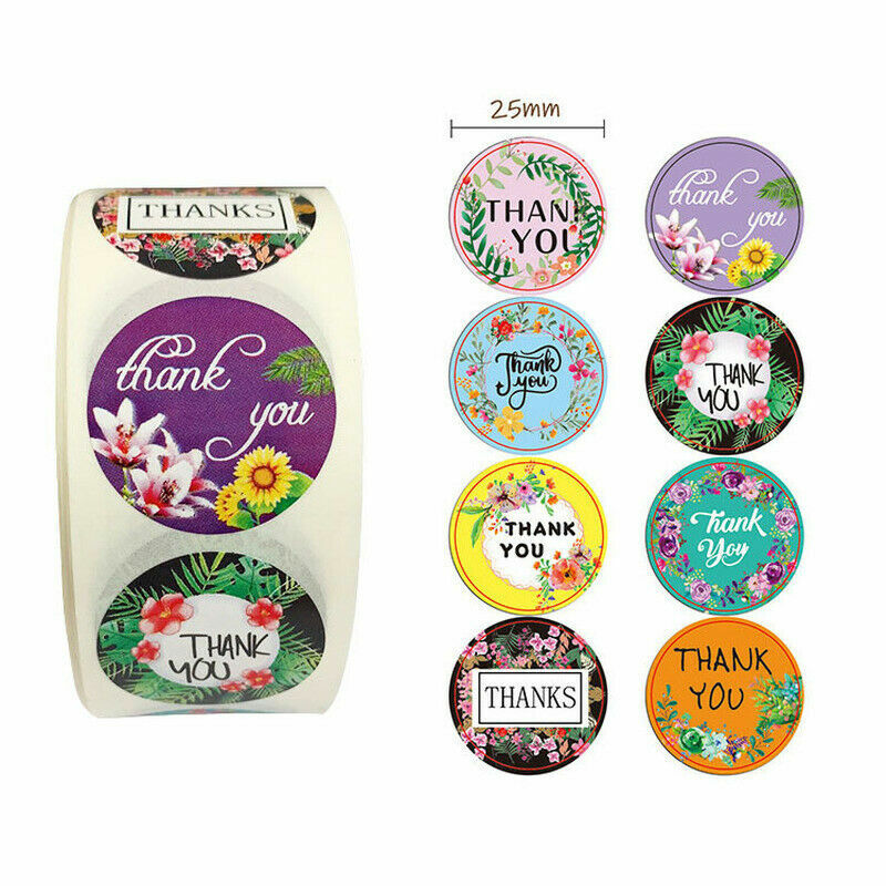 500pcs/roll Thank You Stickers 1inch 33 Pattern Gifts Sealing Purchase ...