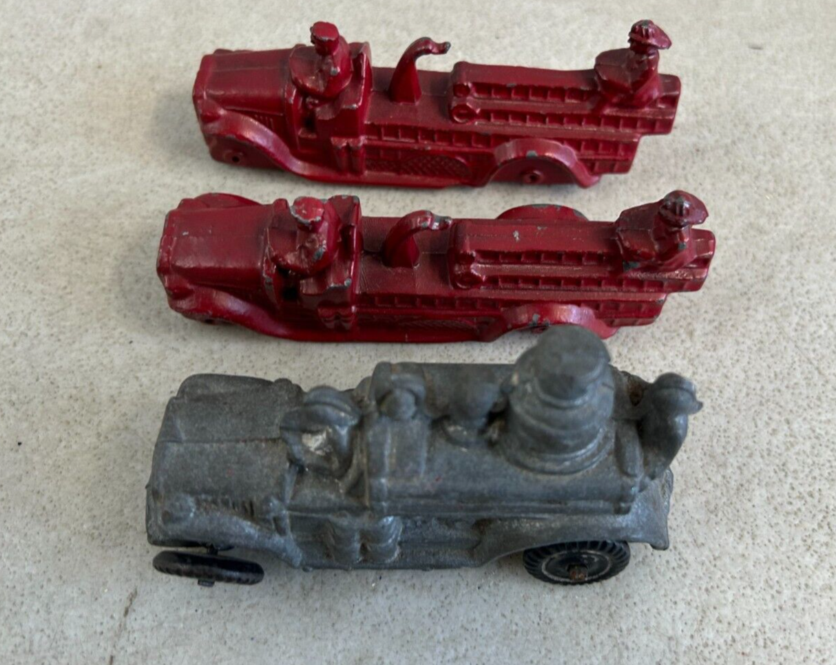 LOT OF 3 VINTAGE FIRE TRUCK DIE CAST SLUSH METAL VEHICLES UNBRANDED | eBay