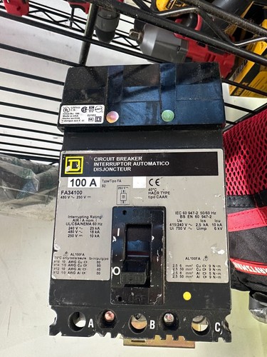 SQUARE D I-LINE FA CIRCUIT BREAKER FA34100 100AMP 480VOLT 3POLE | eBay