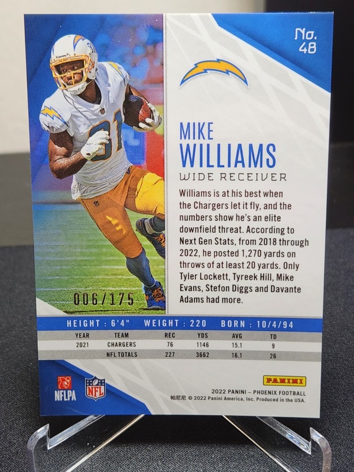 2022 Panini Phoenix LAVA Parallel Mike Williams #48 #’d 006/175 ...
