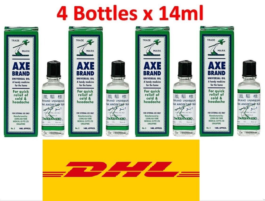Axe Brand Original Medicated Oil 14ml x4 Bottles Minyak Angin Cap Kapak ...