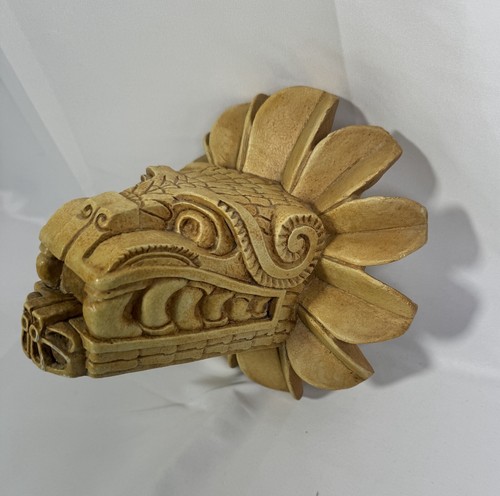 Quetzalcoatl Feathered Serpent Head Wall Sculpture Aztec Mayan Stone ...