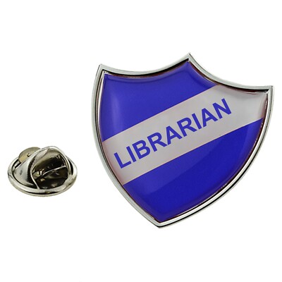 LIBRARIAN Blue Retro School Shield Lapel Pin Badge | eBay UK