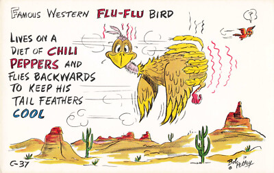 Postcard Humor Famous Western Flu Flu Bird Diet Chili Peppers Comic ...
