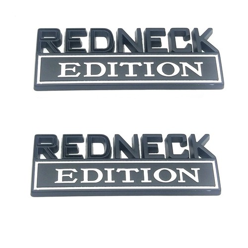 2 PACK REDNECK EDITION EXTERIOR EMBLEM CAR TRUCK BOAT DECAL LOGO (black ...
