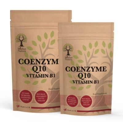 Coenzyme Q10 300mg Plus Vitamin B1 Capsules Clean Natural Co Q10 Powder ...