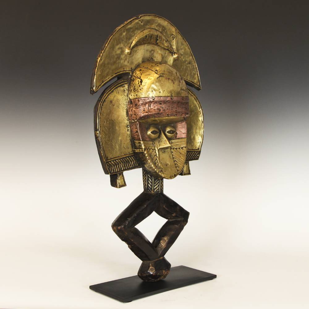 AFRICAN OSSEYBA OR RELIQUARY FIGURE BRASS KOTA / MAHONGWE GABON CENTRAL ...