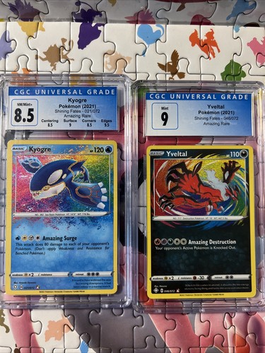 Pokemon TCG Shining Fates Amazing Rare CGC GRADED MT 9🍃 Kyogre & Yvelta ...