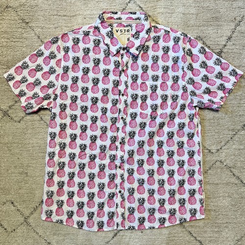 VSTR Premium Men's Pink Pineapple Hawaiian Short Sleeve Button Down ...
