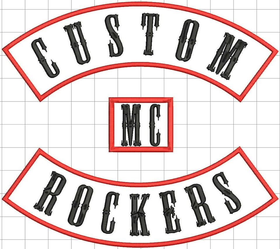 CUSTOM 12" rocker 4 pcs Biker vest Embroidered rockers FULL SET - Sew ...