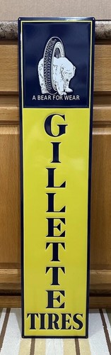 Gillette Tires Sign Gas Oil Garage Parts Polar Bear Vintage Style Wall ...