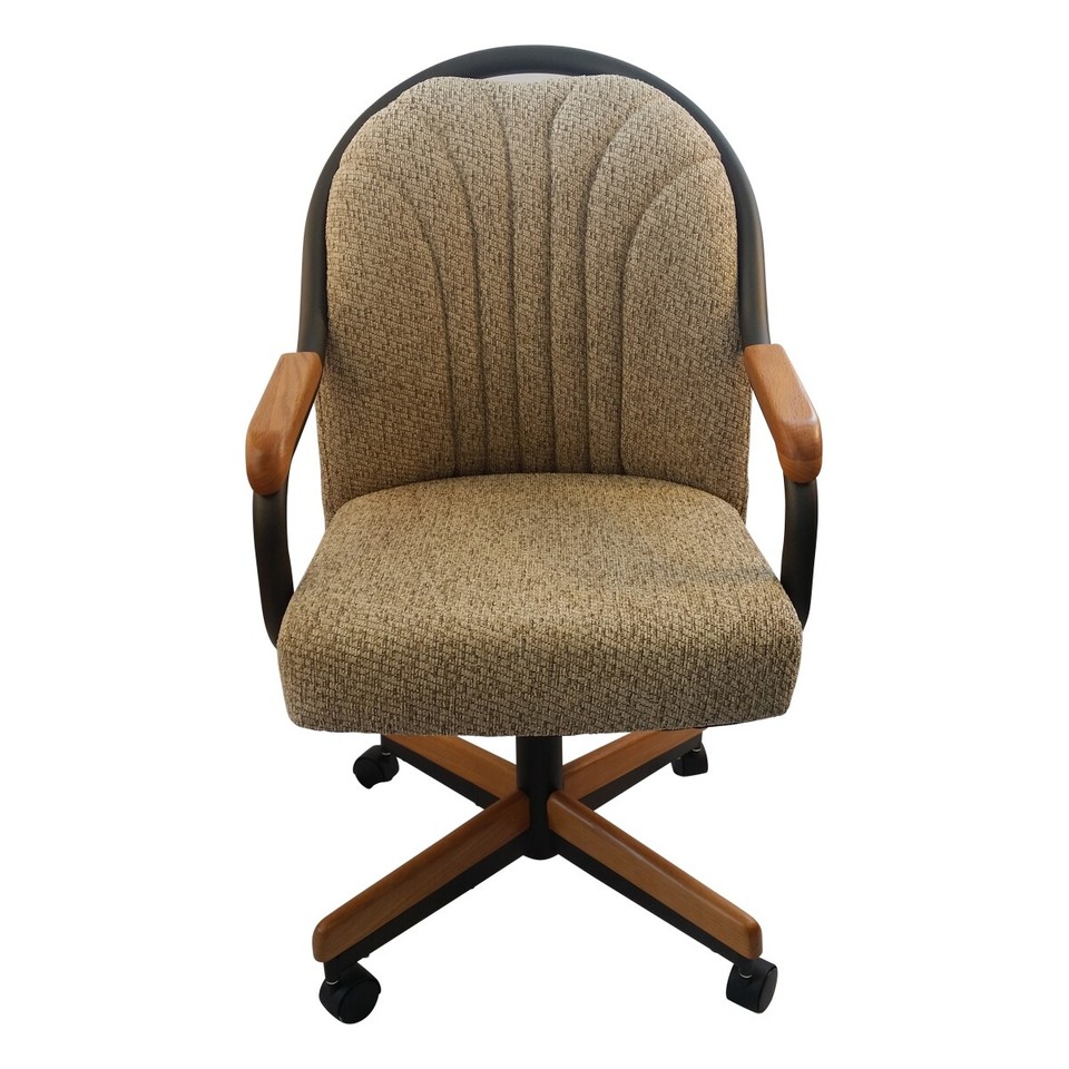 Dining Swivel-Tilt Caster Arm Chair Armchair in Mocha/Cream & Wheat ...