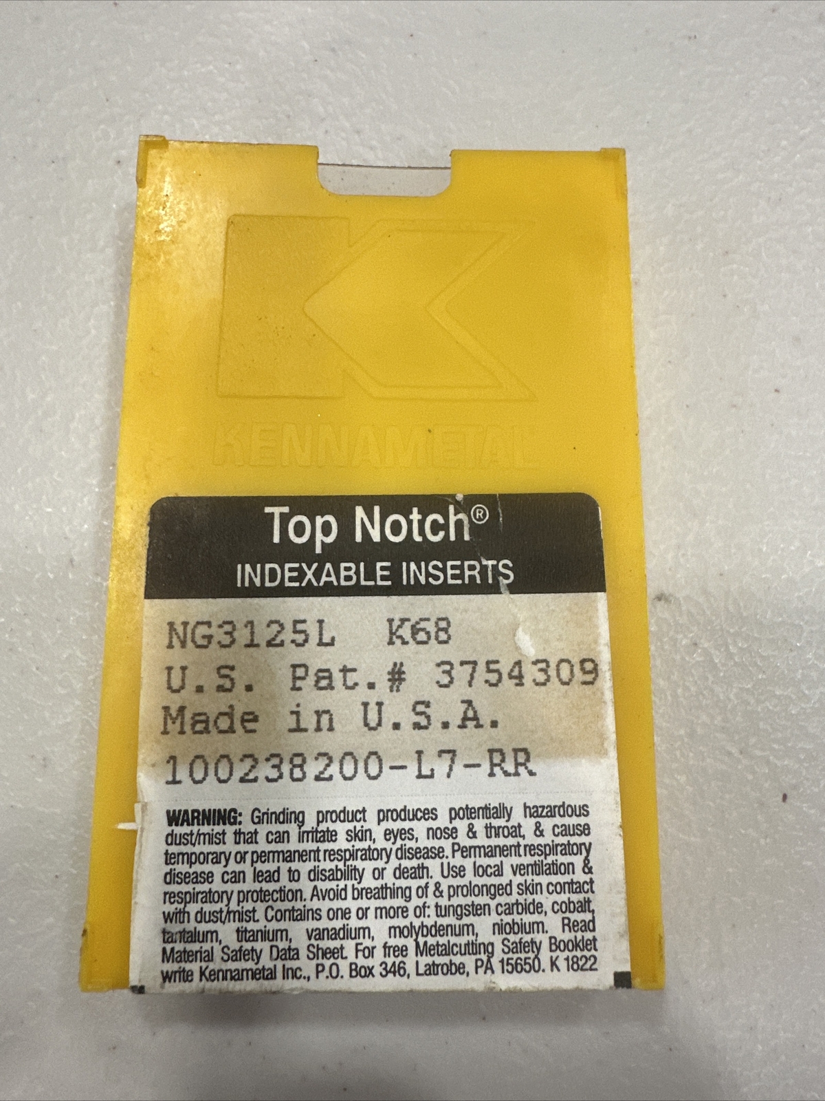 Kennametal Carbide Top Notch Grooving Insert K68 NG3125L Qty 1 | eBay