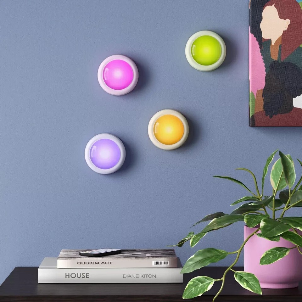 New 4pk Battery Operated Puck Lights - Room Essentials: LED, Tap ...