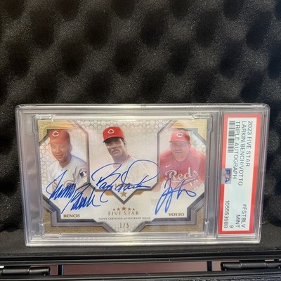 2023 Topps Five Star Triple Auto Johnny Bench Joey Votto Barry Larkin ...