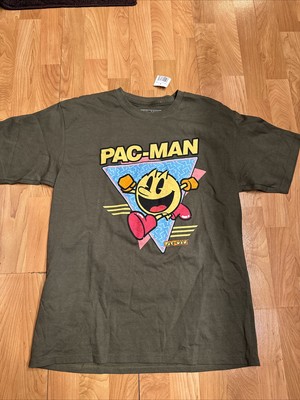 Pac-Man Large Adult T-Shirt Military Color Pacman Running In A Retron ...