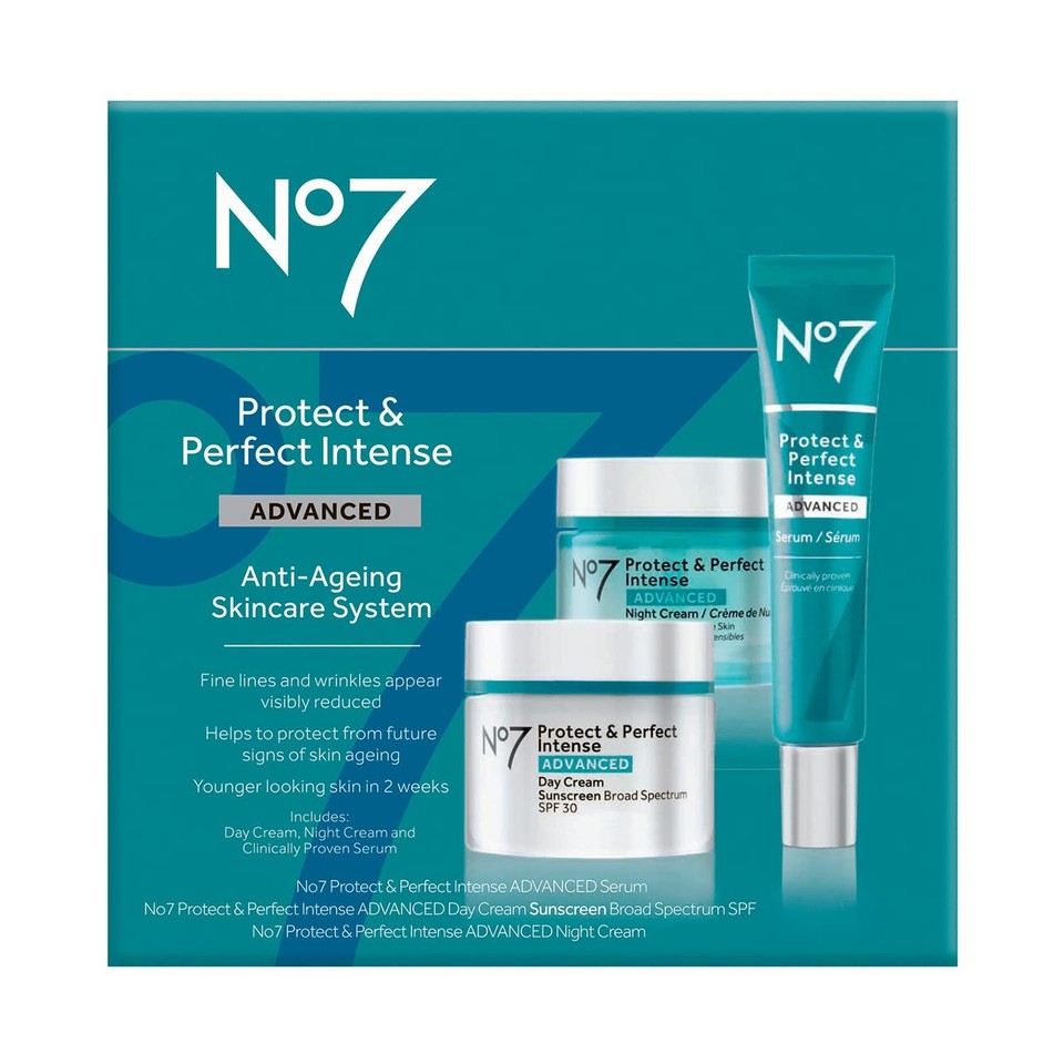 No7 Protect & Perfect Anti Aging Skincare Set - Includes SPF 30 Daytime ...