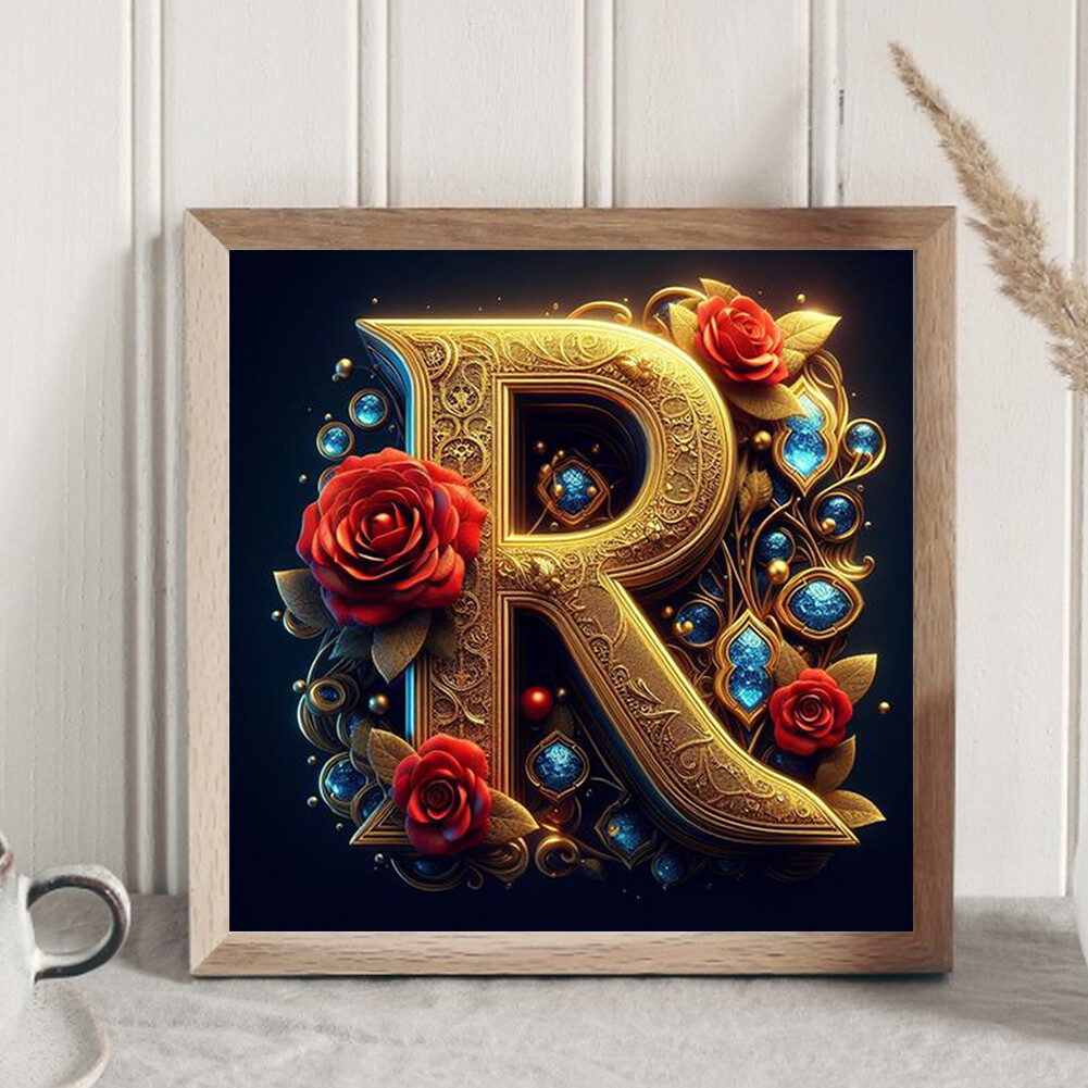 5D DIY Full Round Drill Diamond Painting Flower Letter R Decor Art ...