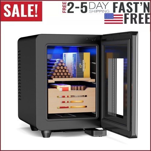 8L Table Top Electric Humidor with Lock 80 Counts Cigar Fridge Humidor ...