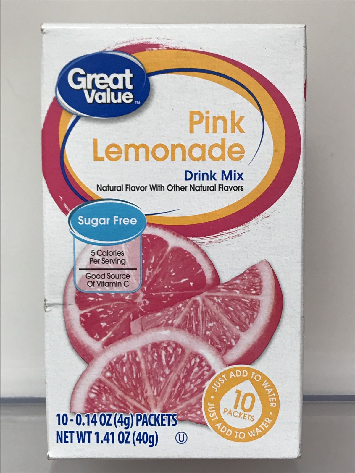 6 Boxes 0f Great Value Pink Lemonade Sugar Low Calorie Drink Mix 1.41 ...