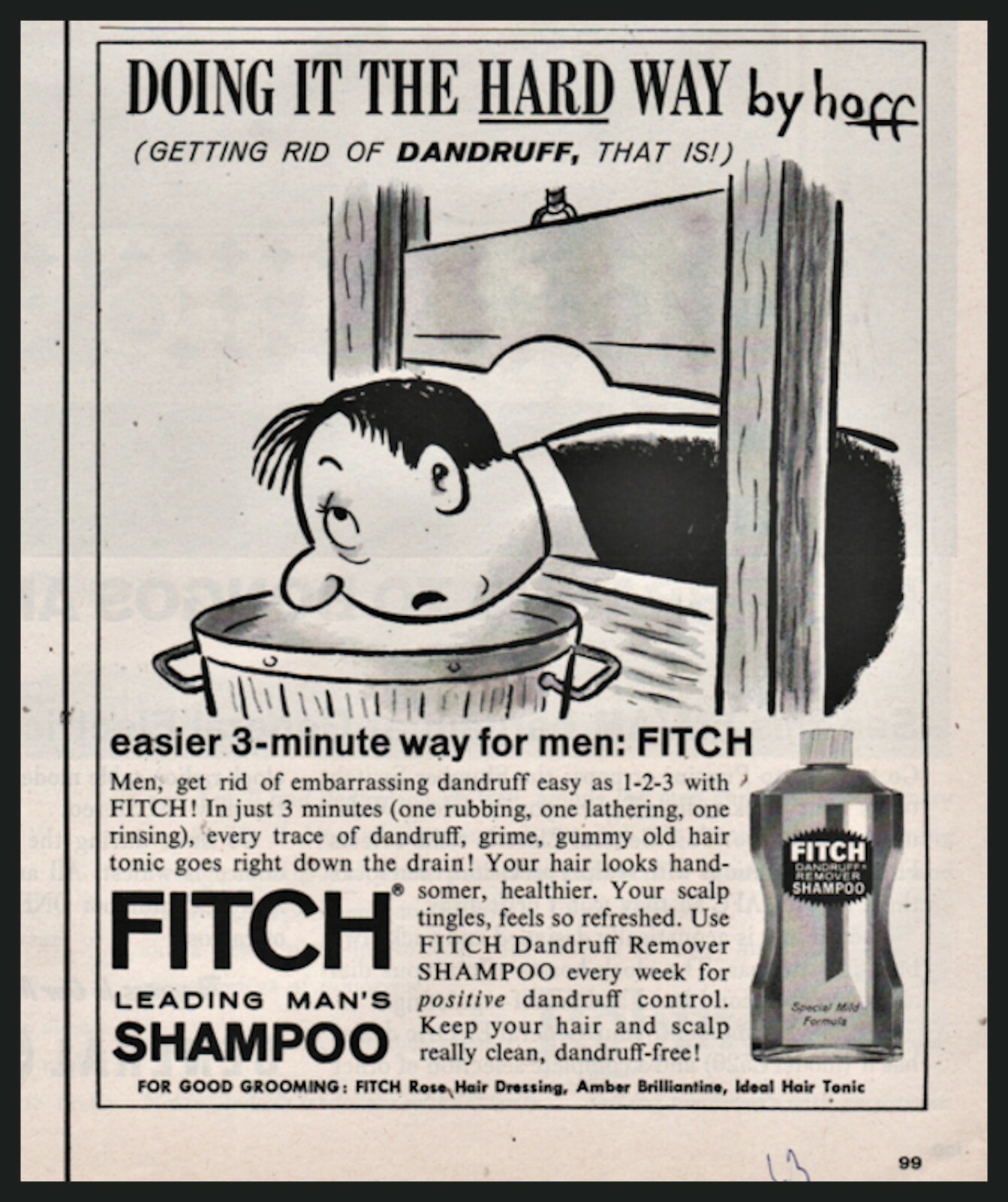 1965 SYD HOFF Cartoon Art Fitch Shampoo Getting Rid of Dandruff the ...
