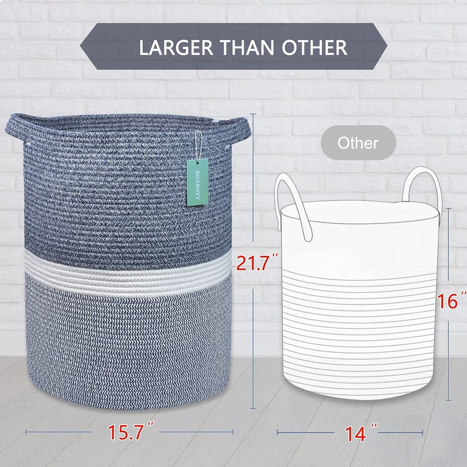 Large Blanket Basket Tall Laundry Basket 72l Nursery Hamper Laundry ...