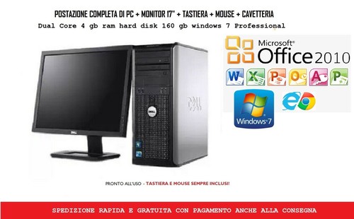 PC COMPUTER FISSO Usato Ricondizionato Dual Core 4 GB 160 GB WIN 7 ...