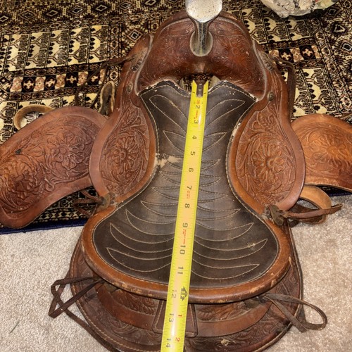 Handmade Western Big Horn Saddle 12 Inch Brown Leather Tooled Horse ...