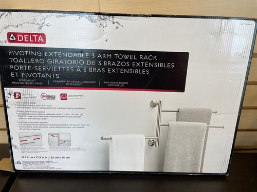 Delta Extensions 18 in Wall Mount Pivoting Extendable 3-Arm Towel Bar ...
