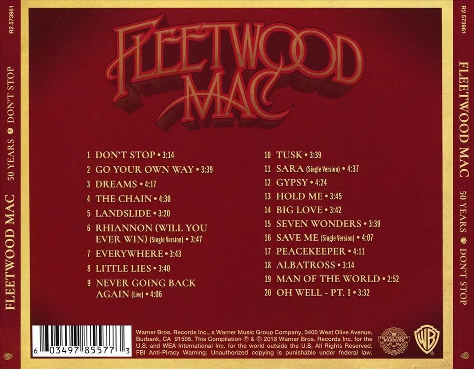 FLEETWOOD MAC - 50 YEARS - DON'T STOP - BRAND NEW FACTORY SEALED CD ...