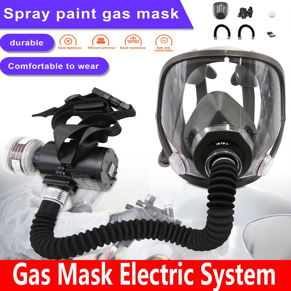 Electric Full Face Gas Mask Painting Spraying Respirator w/Filters for ...