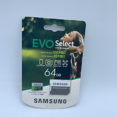 AUTHENTIC SAMSUNG EVO 64GB MICROSD MEMORY CARD MICRO-SDXC HIGH SPEED ...