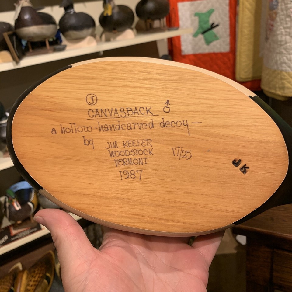 Vintage Gorgeous Jim Keefer Turned Head Canvasback Drake Duck Decoy ...