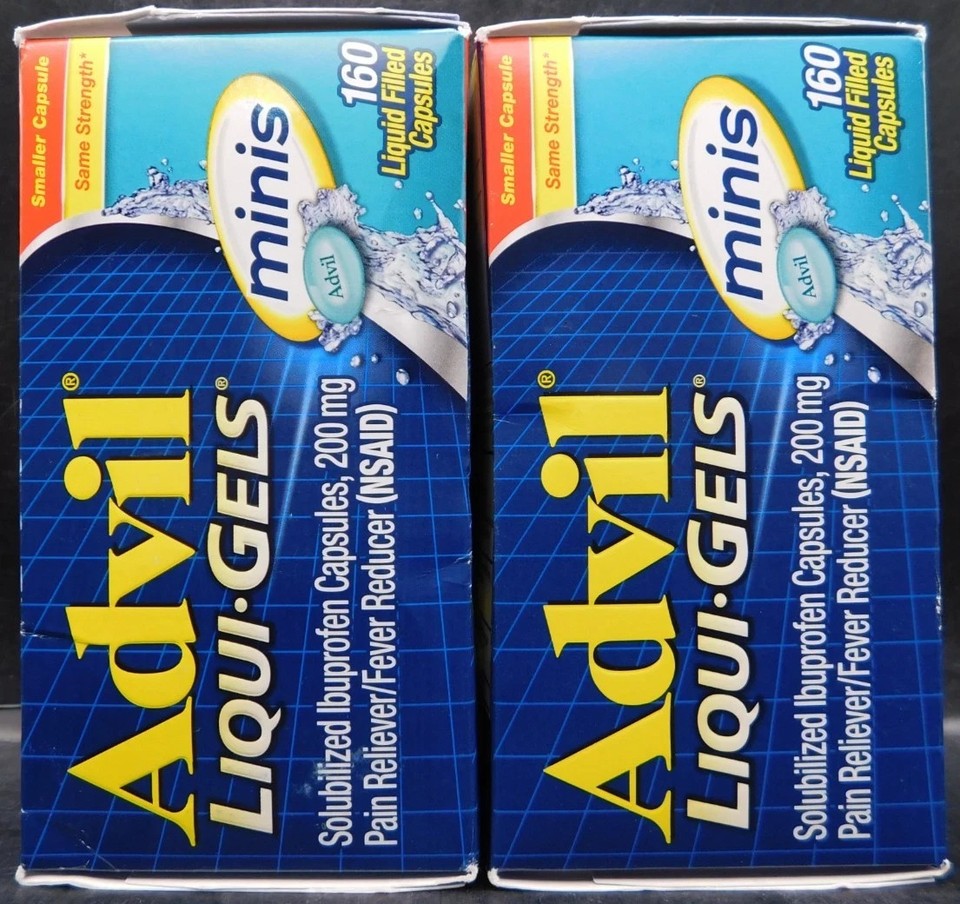 Lot of 2 ~ Advil Liqui-Gels Minis 200mg 160 Caps Ea ~ EXP 02/2027 ~ New ...