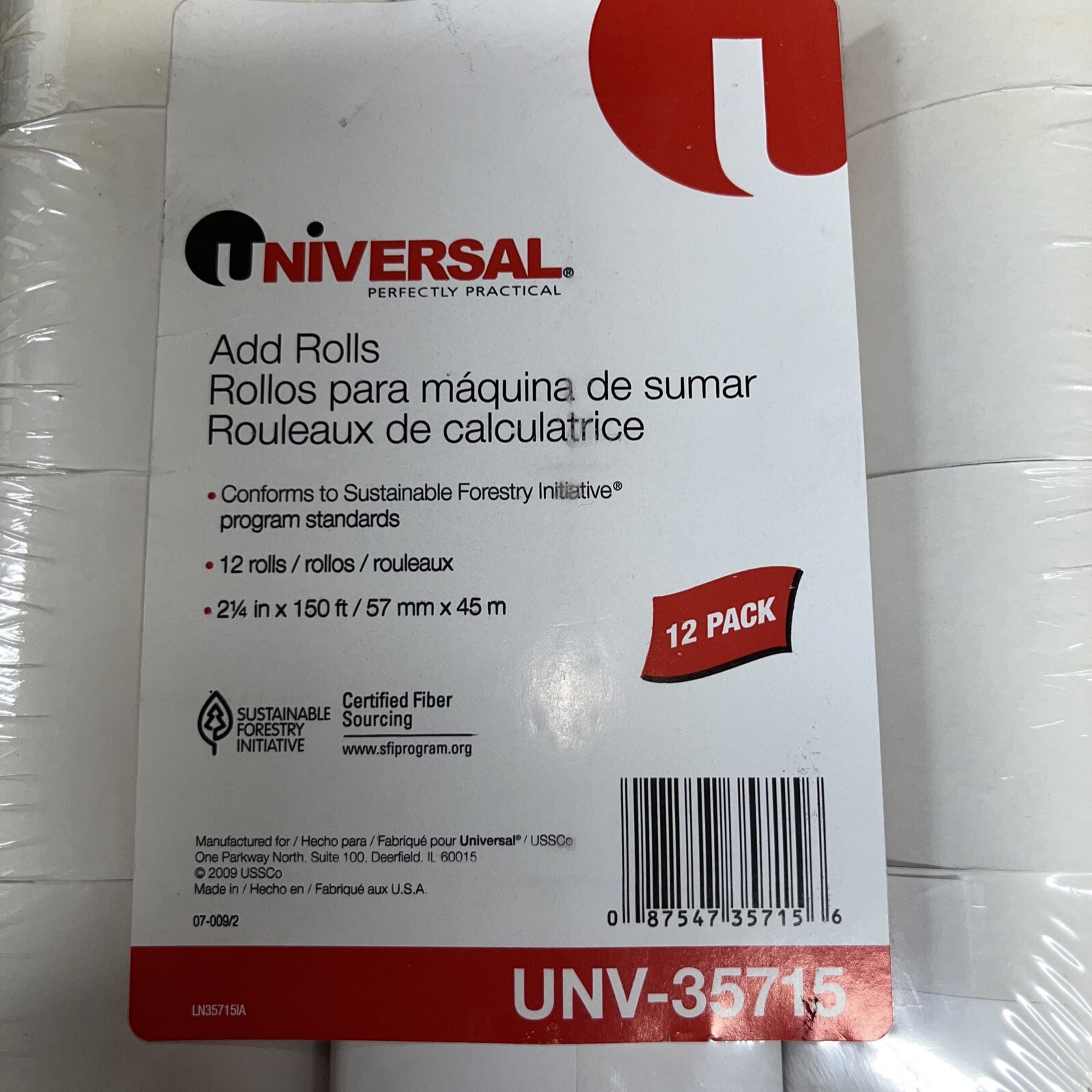 Universal Adding Machine/Calculator Roll, 2-1/4"x150 ft White 12/Pack ...