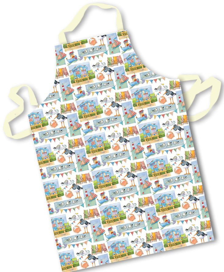 NEW Cotton Kitchen Apron Seaside Beach Lighthouse Emma Ball Made in UK ...