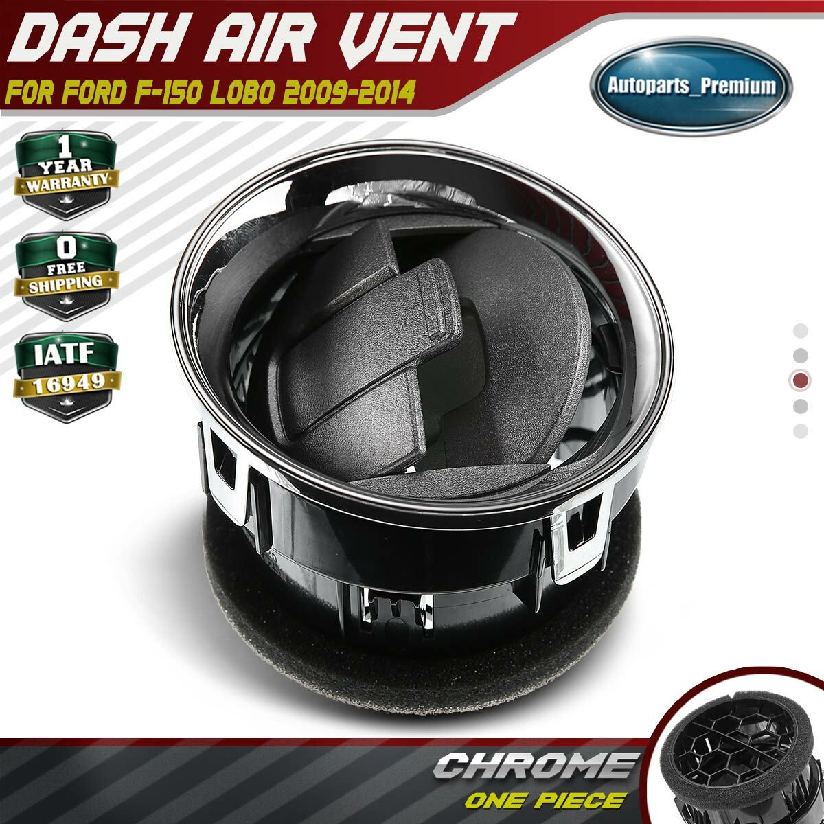 New A/C Dash Air Vent Louver Chrome & Gray for Ford F-150 2009-2014 ...